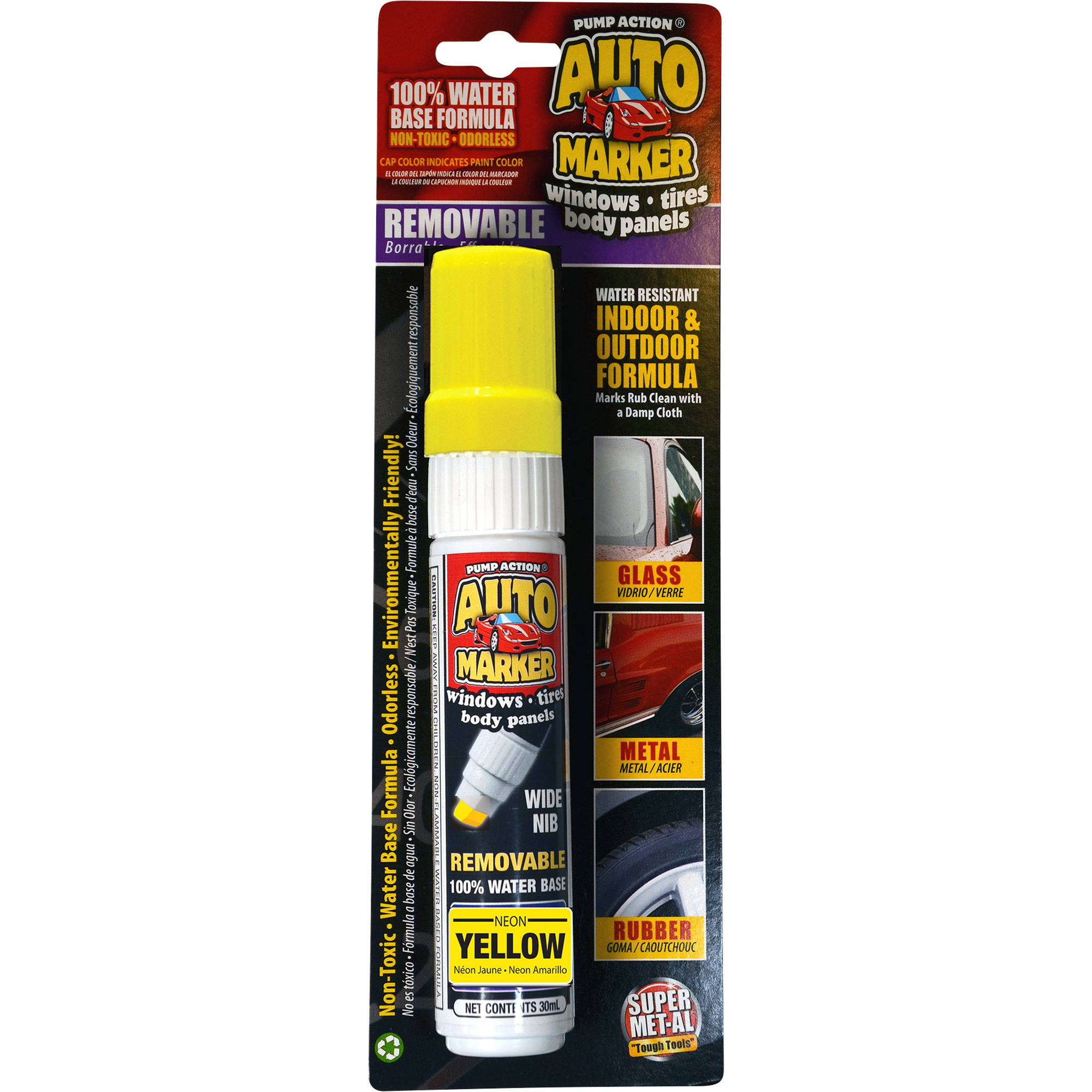 Jumbo Water-Based Removable Auto Marker, Neon Yellow | Northern Tool